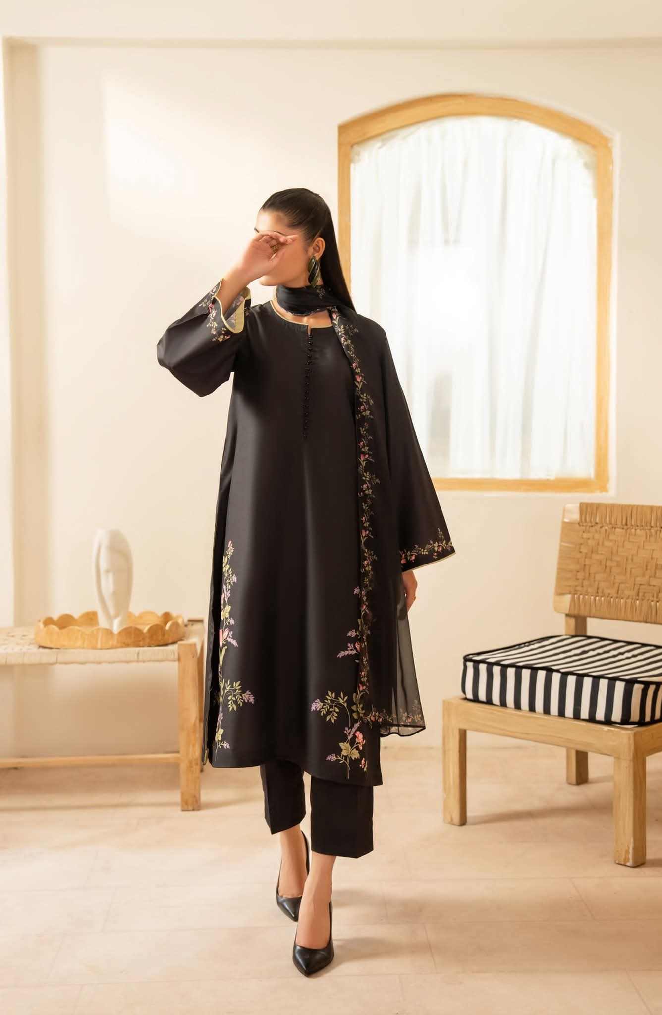 Gul E Jana - Casual Lite - Noir garden – LIBAS By Kiran & Asad